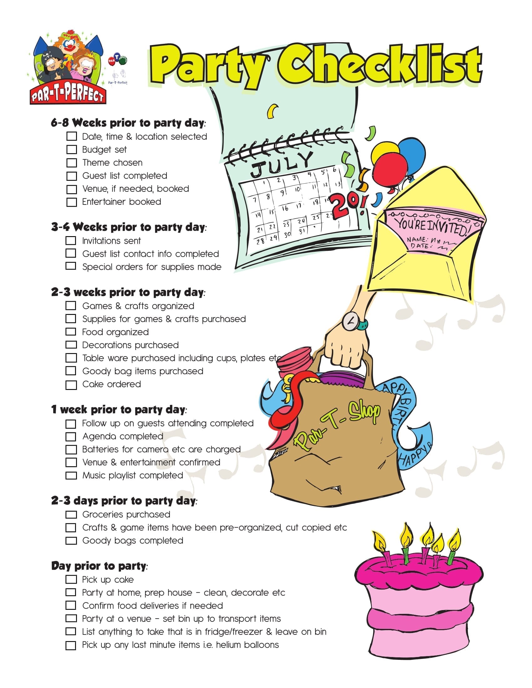 Party Checklist Par t Perfect Parties Events Party Checklist Par t Perfect Parties Events